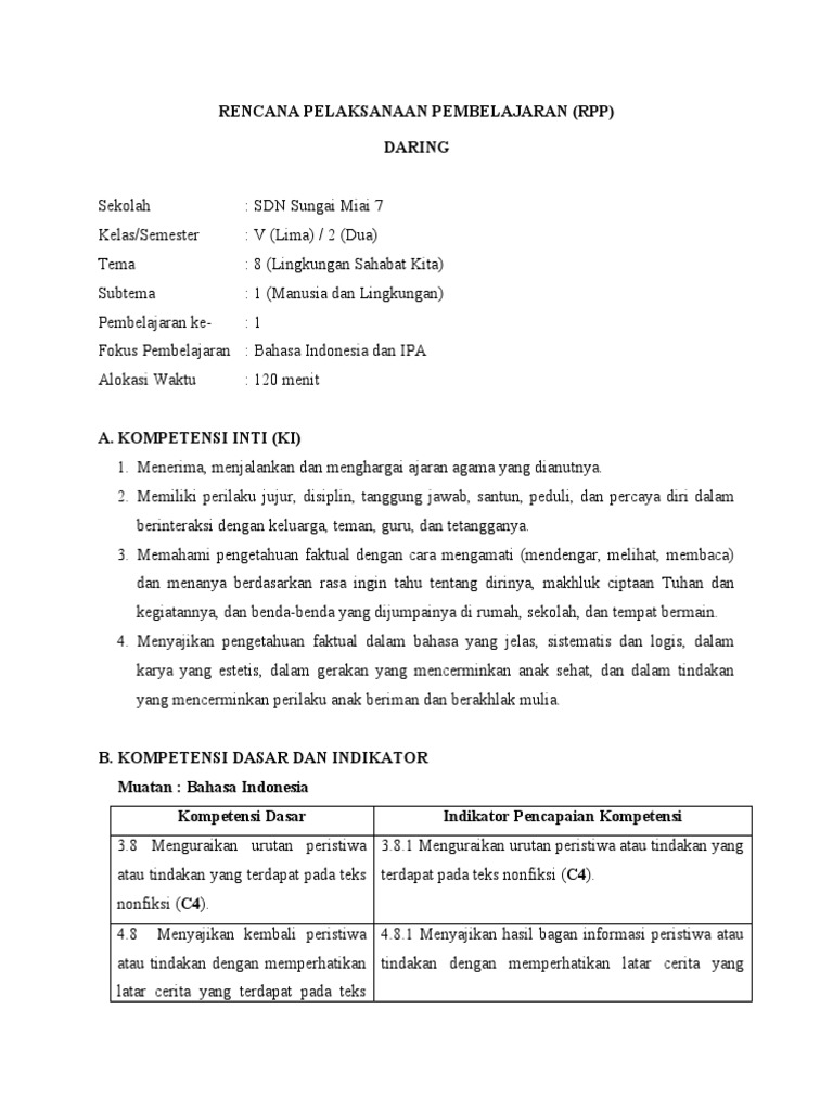 RPP Daring Dan Bauran Model PBL | PDF