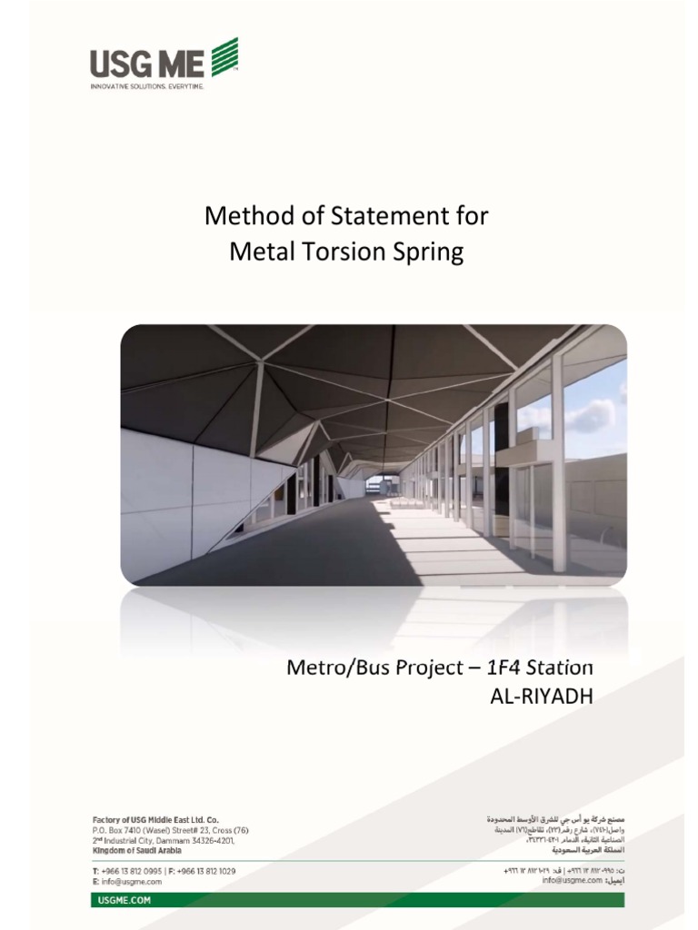 1F4 - Metal Torsion Spring Ceiling Method of Statement-29-05-2023 | PDF ...