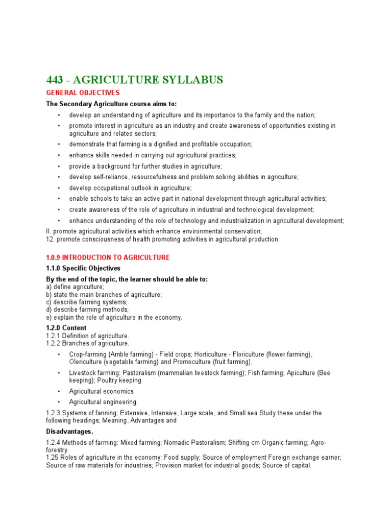Agriculture Syllabus | Download Free PDF | Soil | Agriculture