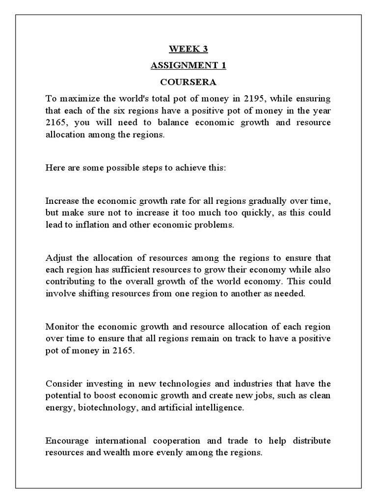 Week 3 Assignment 1 Coursera | PDF