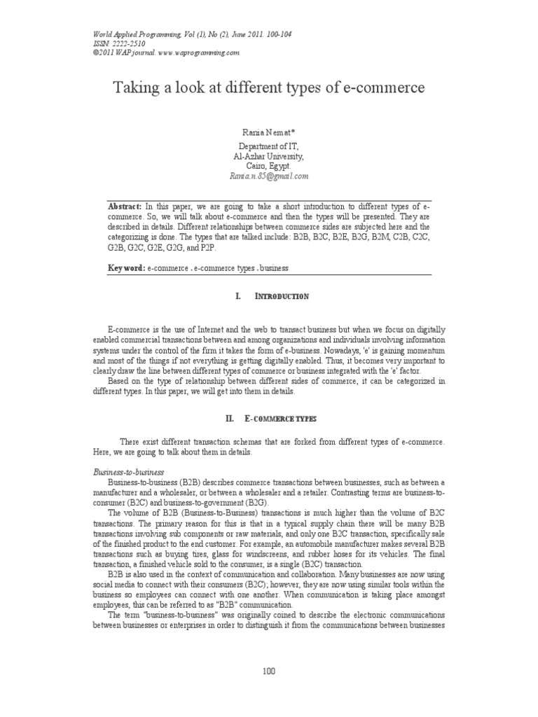 E-Commerce Types: B2G Focused Overview | PDF | Peer To Peer | Service ...