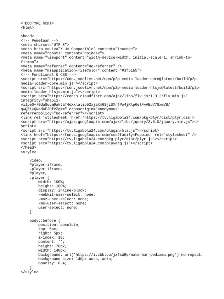 SCRIPT MEDIA PLAYER STREAMING Plyr Io | PDF