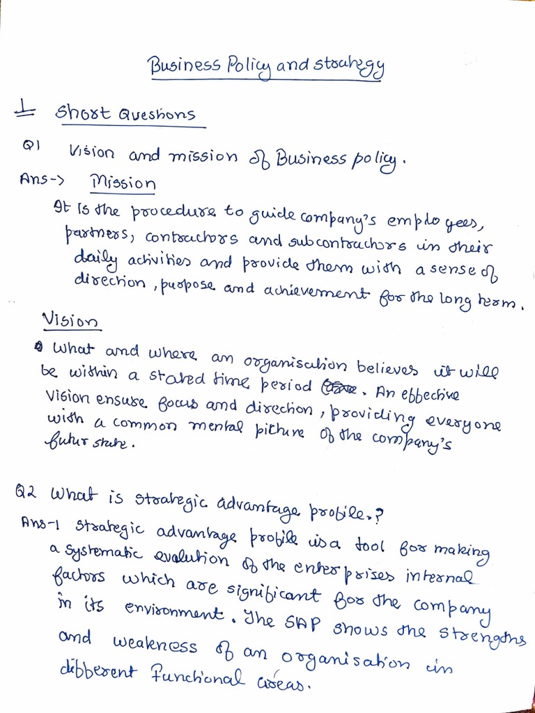 Business Policy Notes | PDF
