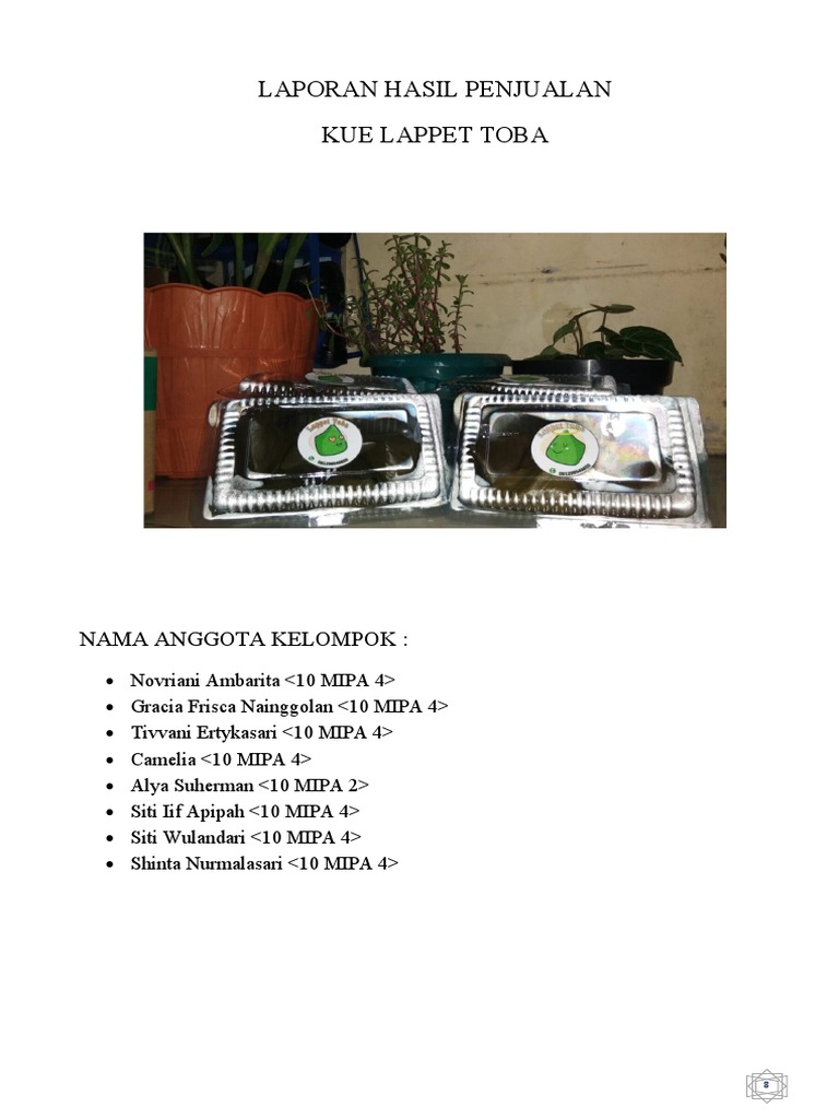 Laporan Penjualan Lappet PKWU | PDF