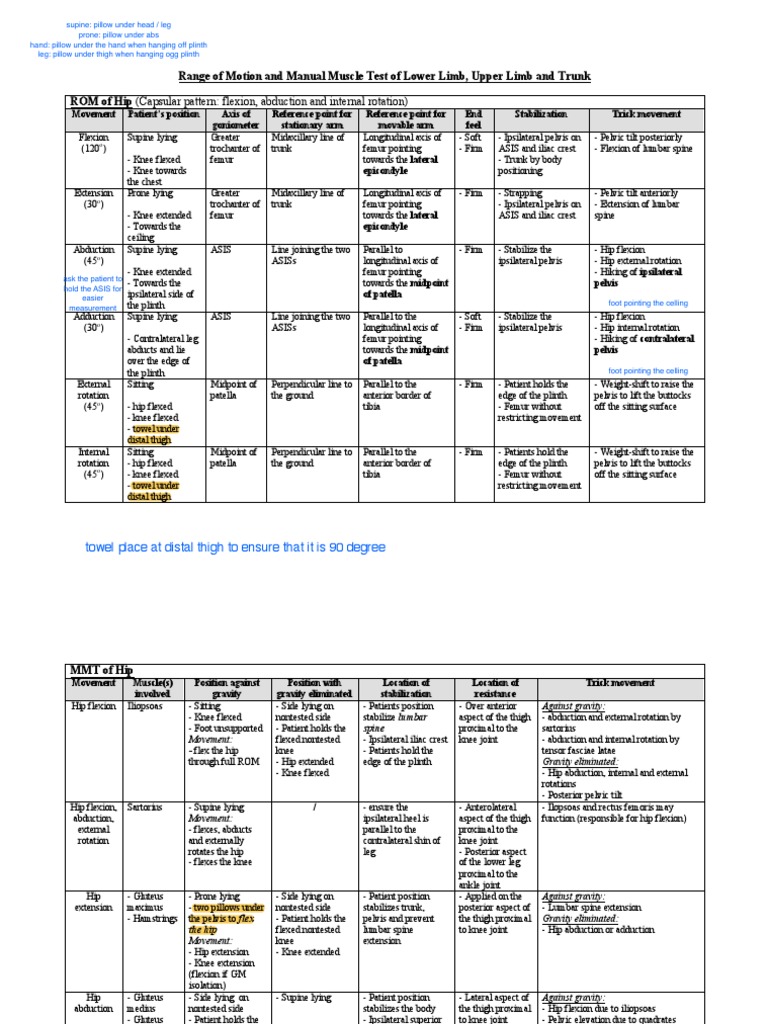 (Table) ROM - MMT | PDF | Anatomical Terms Of Motion | Foot