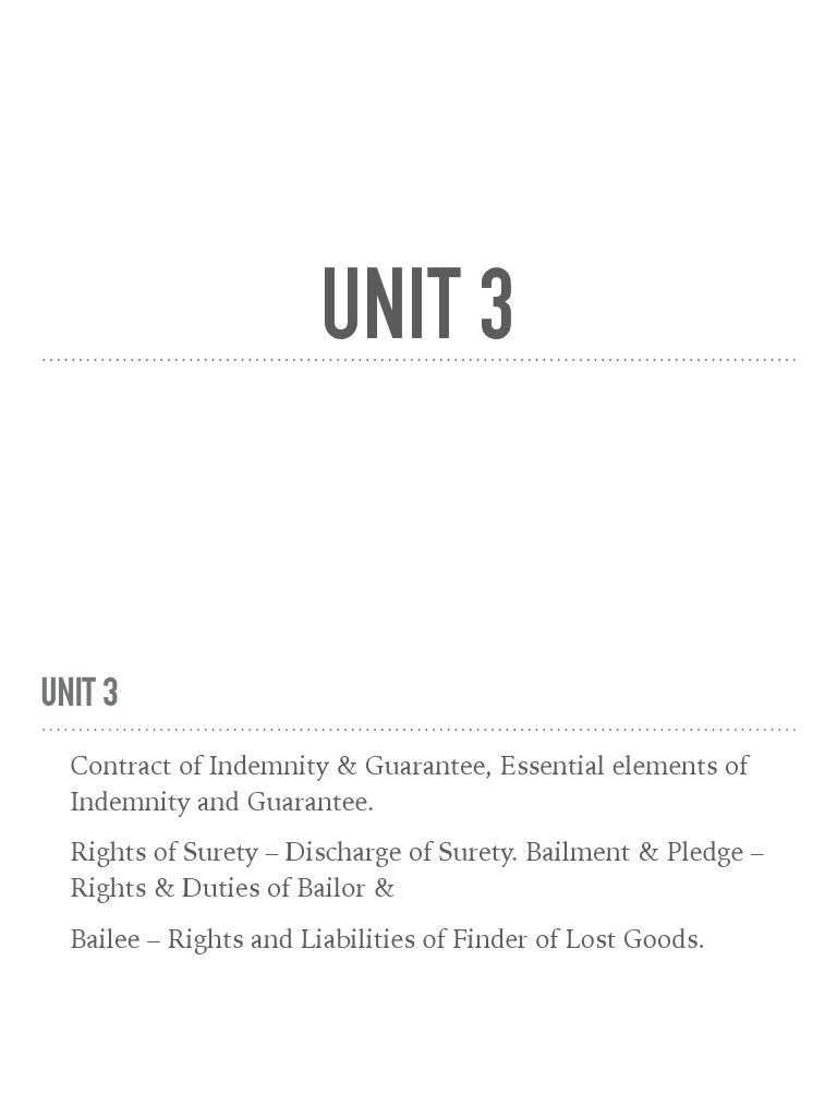 BL Unit 3 | PDF | Guarantee | Indemnity
