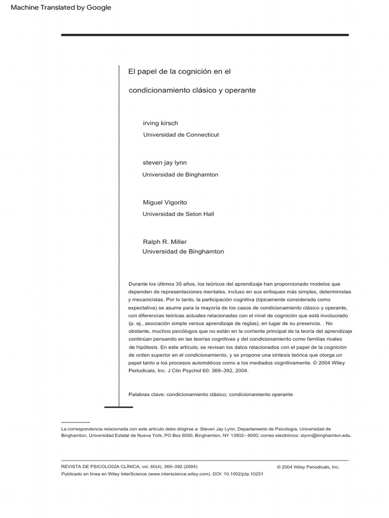 Condicionamiento Operante y Clasico (Español) | PDF