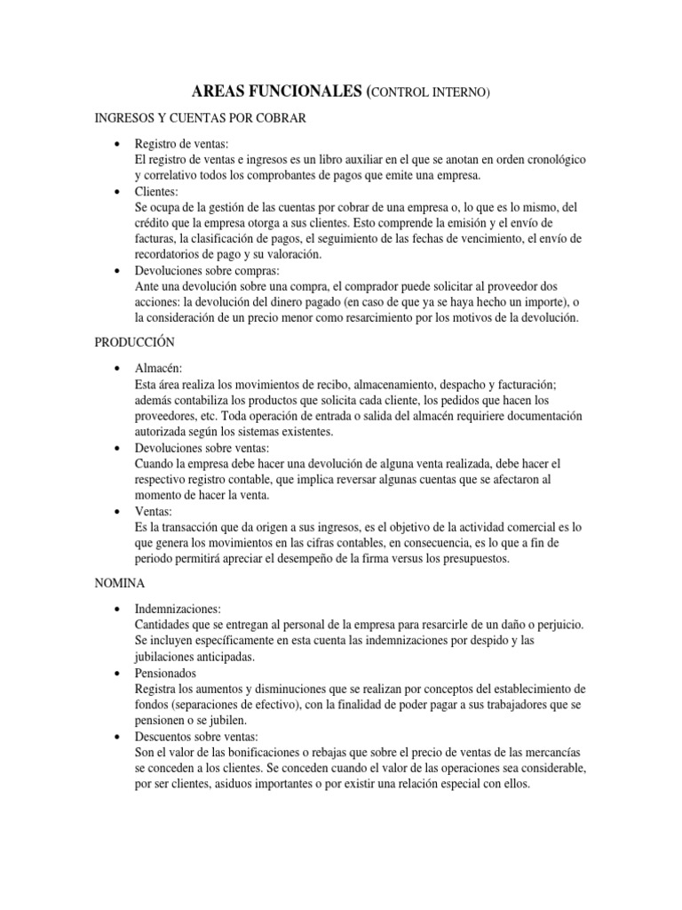 AREAS FUNCIONALES | PDF | Contabilidad | Dividendo