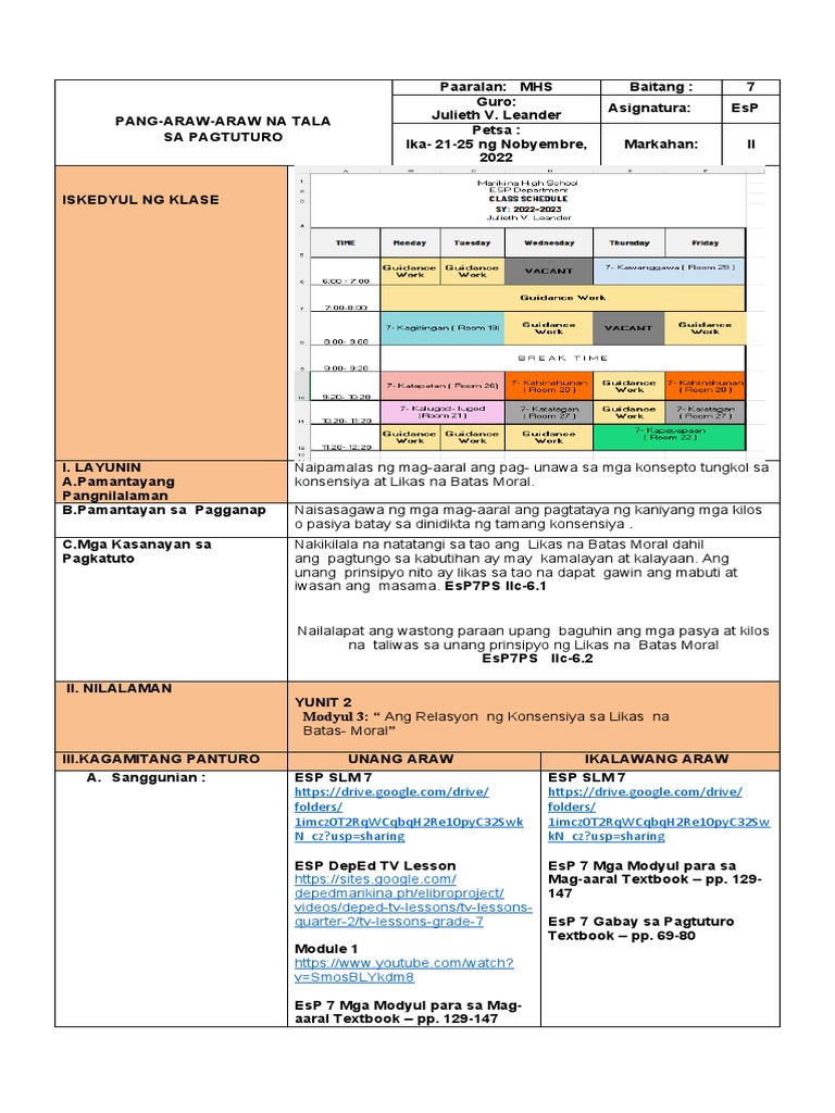 LEANDER EsP7-DLL-2ndQ.-Week 3-Modyul 3 | PDF