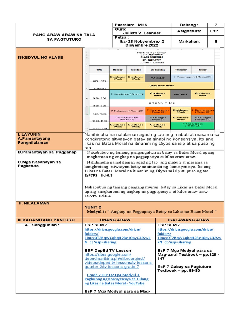 LEANDER EsP7-DLL-2ndQ.-Week 4-Modyul 4 | PDF