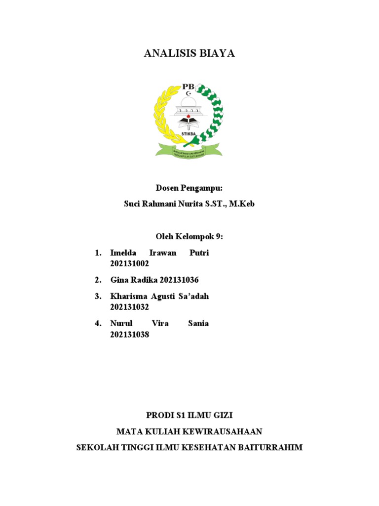 Analisis Biaya Kwu Kel 8 Salinan | PDF