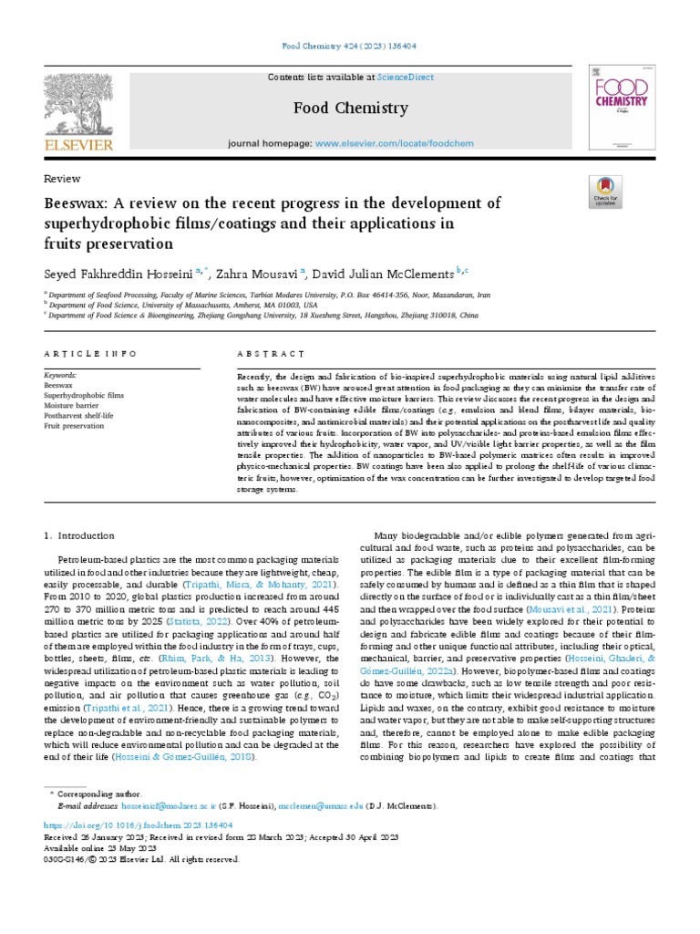 Beeswax - A Review On The Recent Progress in The Development of ... Beeswax - A Review On The Recent Progress in The Development of ...