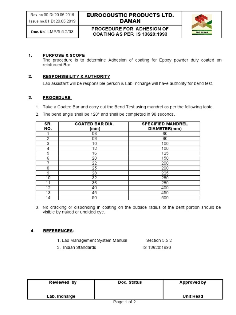Bend Test Procedure for Powder Coating | PDF | Building Materials ...