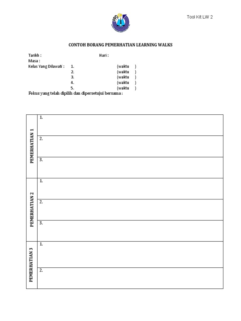 Borang Pemerhatian Learning Walks | PDF