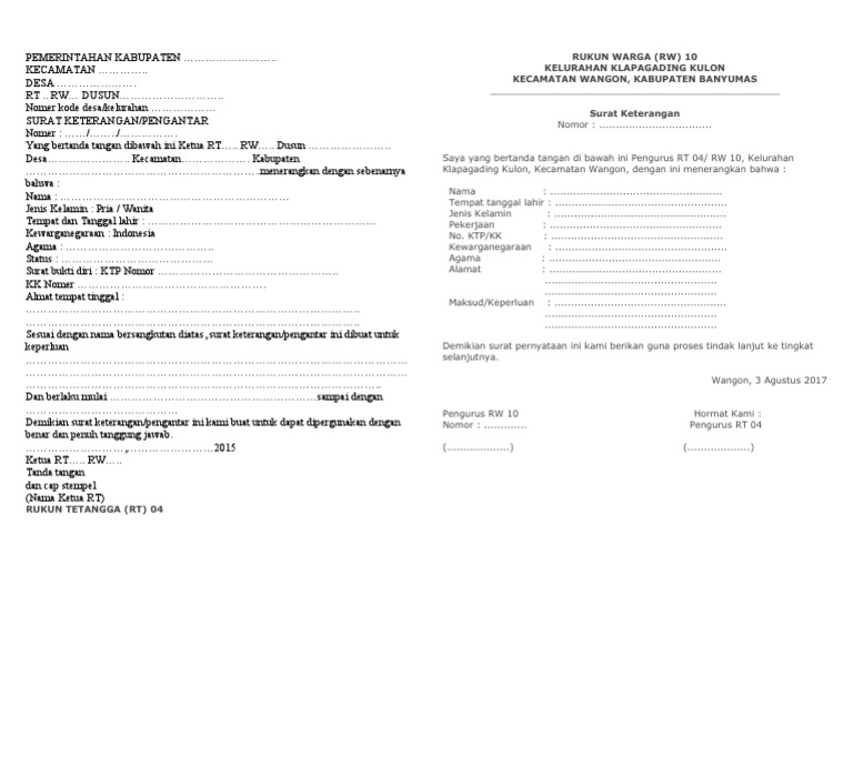 Surat Pengantar RT | PDF