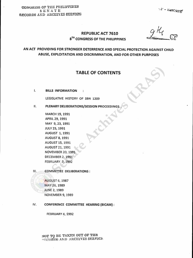 Transcript - Ra 7610 Plenary Ros | PDF | Child Abuse | Prostitution