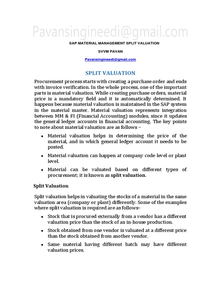 SAP MM-Step by Step Configuration of Split Valuation | PDF | Valuation ...