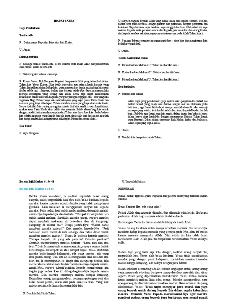 Ibadat Sabda - SMP BHK | PDF
