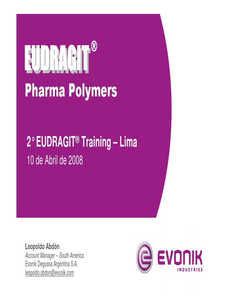 EUDRAGIT Presentación - Lima 2008 | PDF | Hidróxido de sodio | Materiales