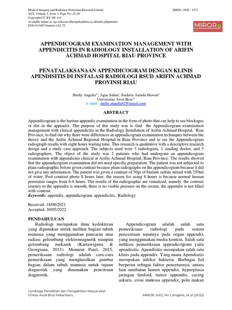 Appendicogram Examination Management Wit 70a4446c | PDF