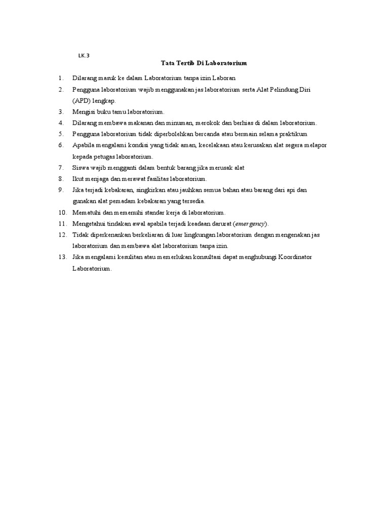 LK 3 Tata Tertib Lab | PDF