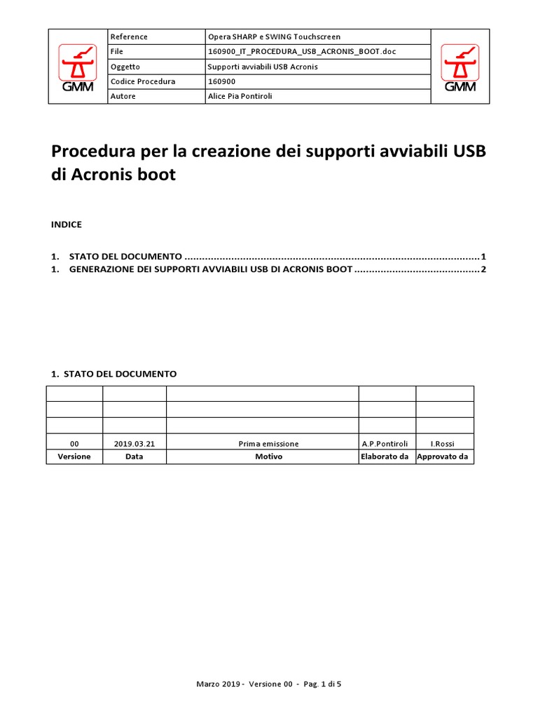 Procedure To Make Usb Acronis Boot Italian English | PDF