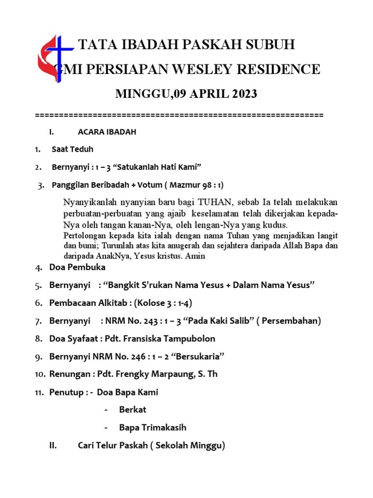 TATA IBADAH PASKAH SUBUH | PDF