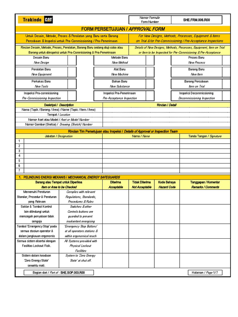 She.sop.003.Frm.006.r00 - Approval Form | PDF