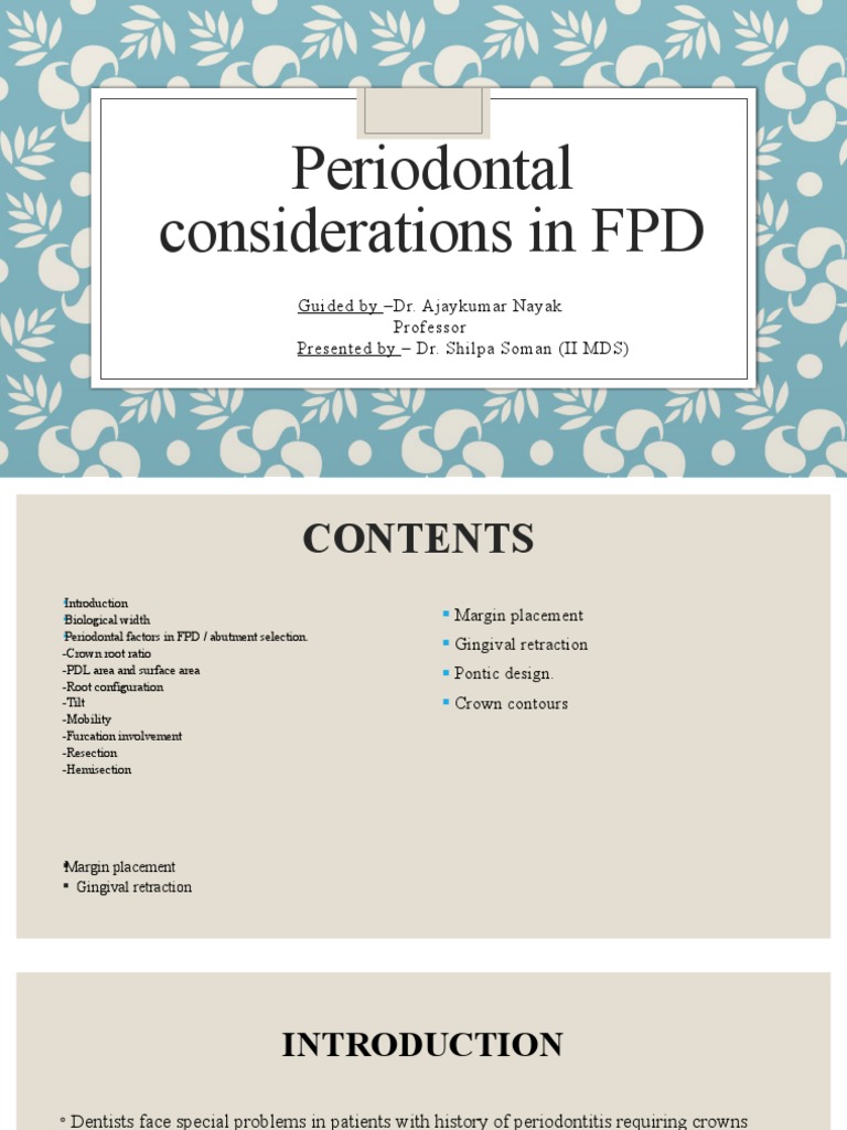 Periodontal Considerations in FPD | PDF | Wellness