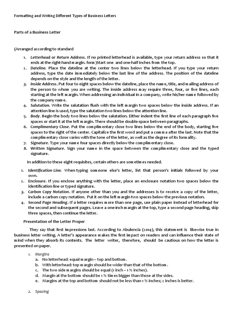 Formatting and Writing Different Types of Business Letters | PDF ...
