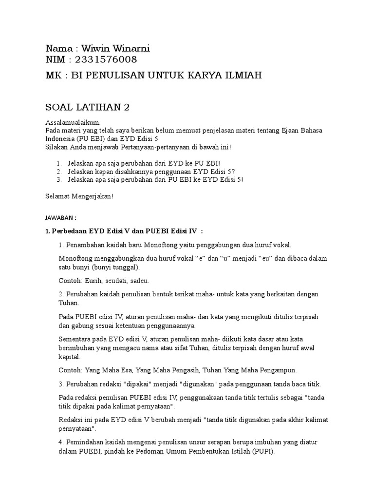 Wiwin Winarni Latihan Soal 2docx 1683898818 | PDF | Karier & Perkembangan | Kajian Bahasa Asing