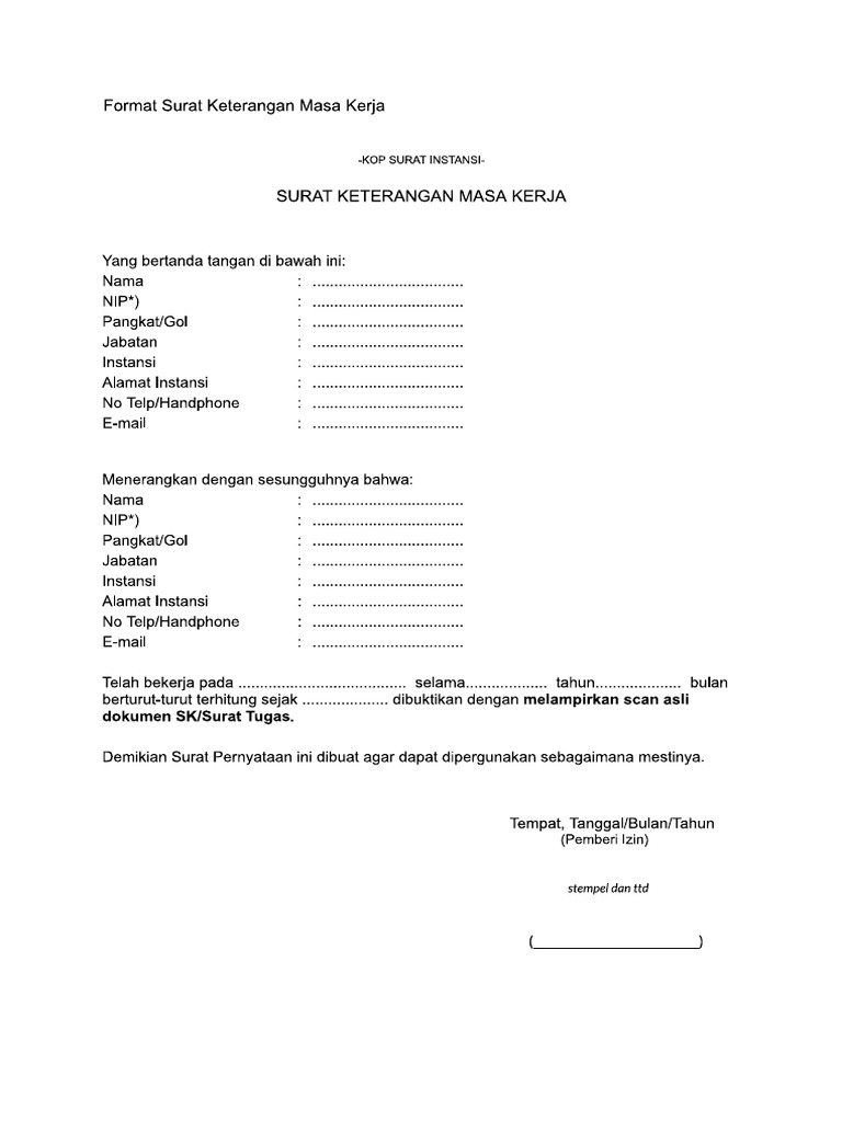 Ketrangan Masa Kerja | PDF