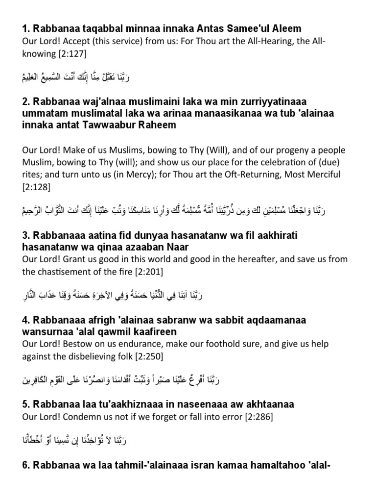 Rabbana Duas | PDF | Religious Belief And Doctrine | Ethical Principles