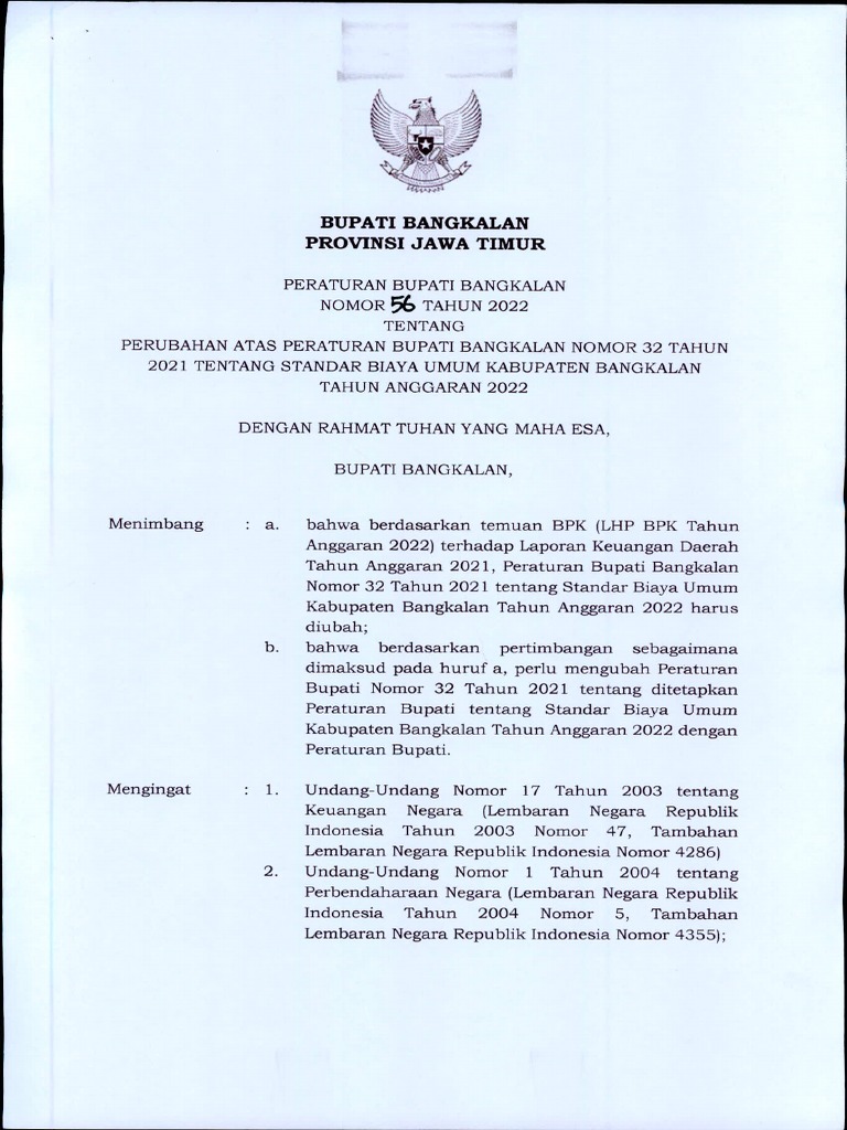 Perbup Nomor 56 Tahun 2022 | PDF