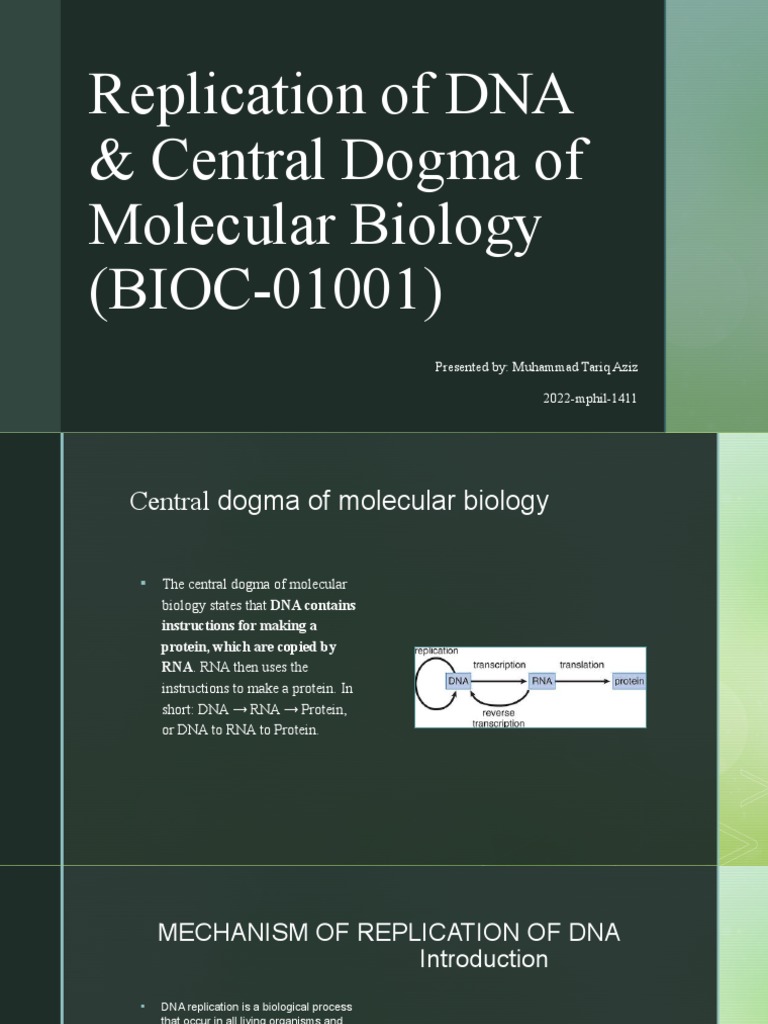 MECHANISM OF REPLICATION OF DNA Dr Tariq M.Phill | PDF | Dna ...