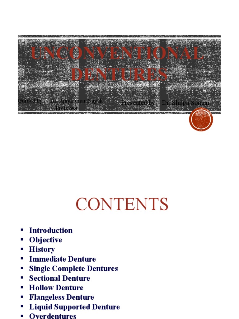 Unconventional Denture (Autosaved) | PDF | Dentures | Dentistry Branches