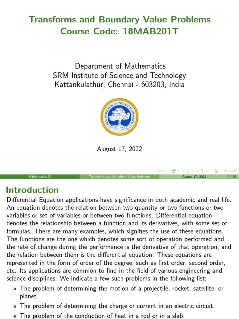 TBVP - PPT - Unit I | PDF | Partial Differential Equation ...