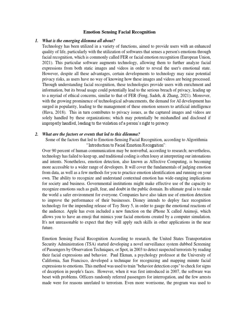 Emotion Sensing Facial Recognition | PDF | Artificial Intelligence ...