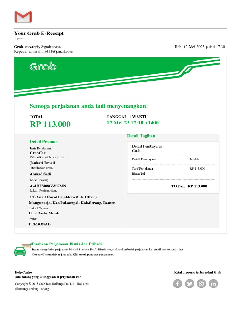 Grab Car PT - Ainul Hayat 6 | PDF