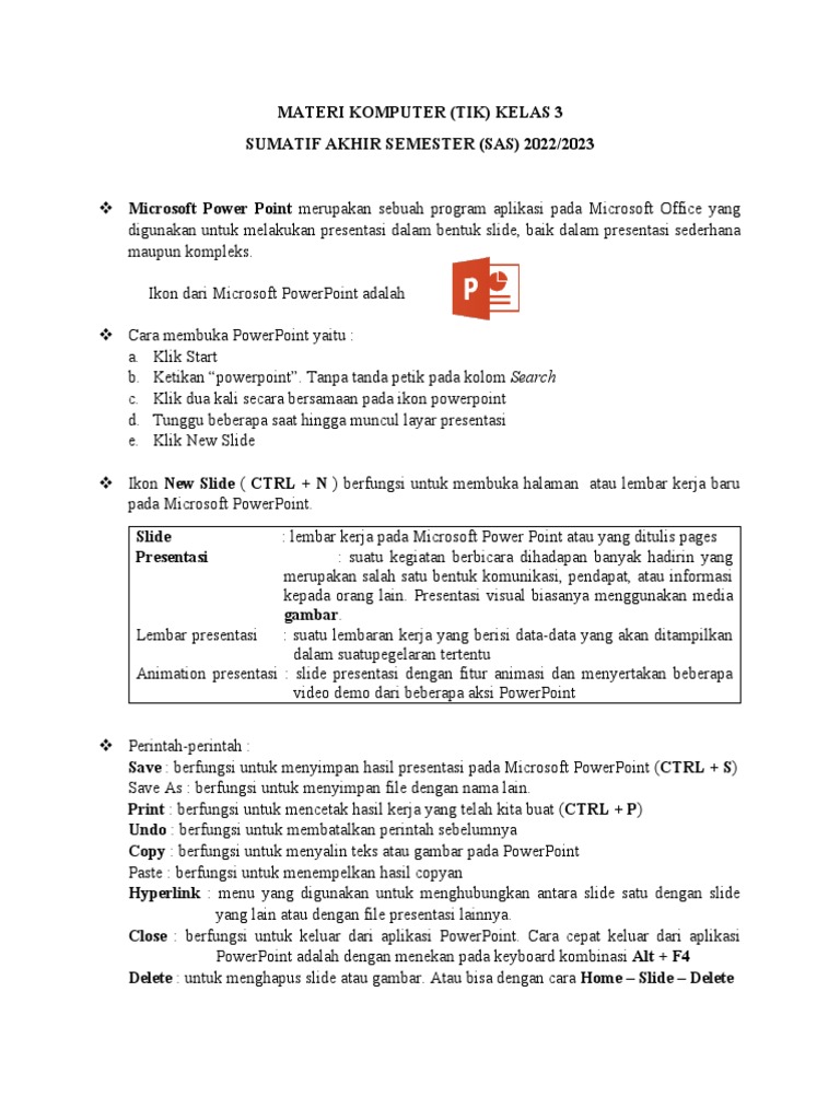 Materi Komputer Sas Kelas 3 | PDF
