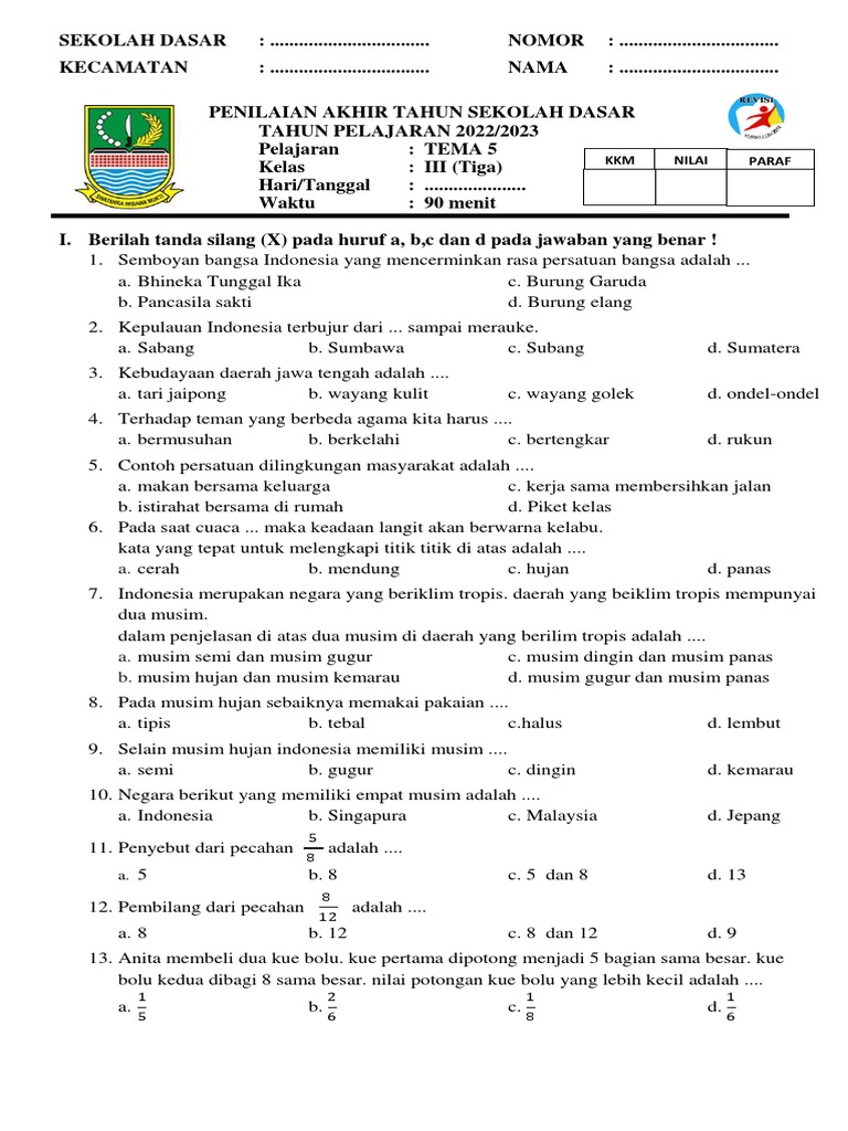 Soal Pat Tema 5 KLS 3 | PDF