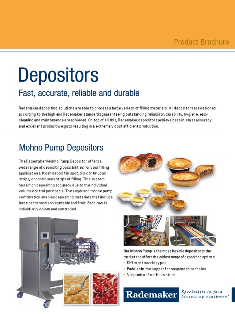 Rademaker Depositors Overview | PDF | Pump | Fruit Preserves