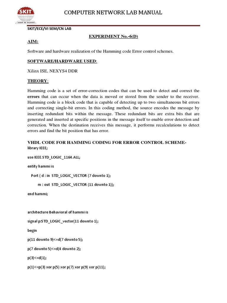 6 - B - II - Hamming Encoder | PDF
