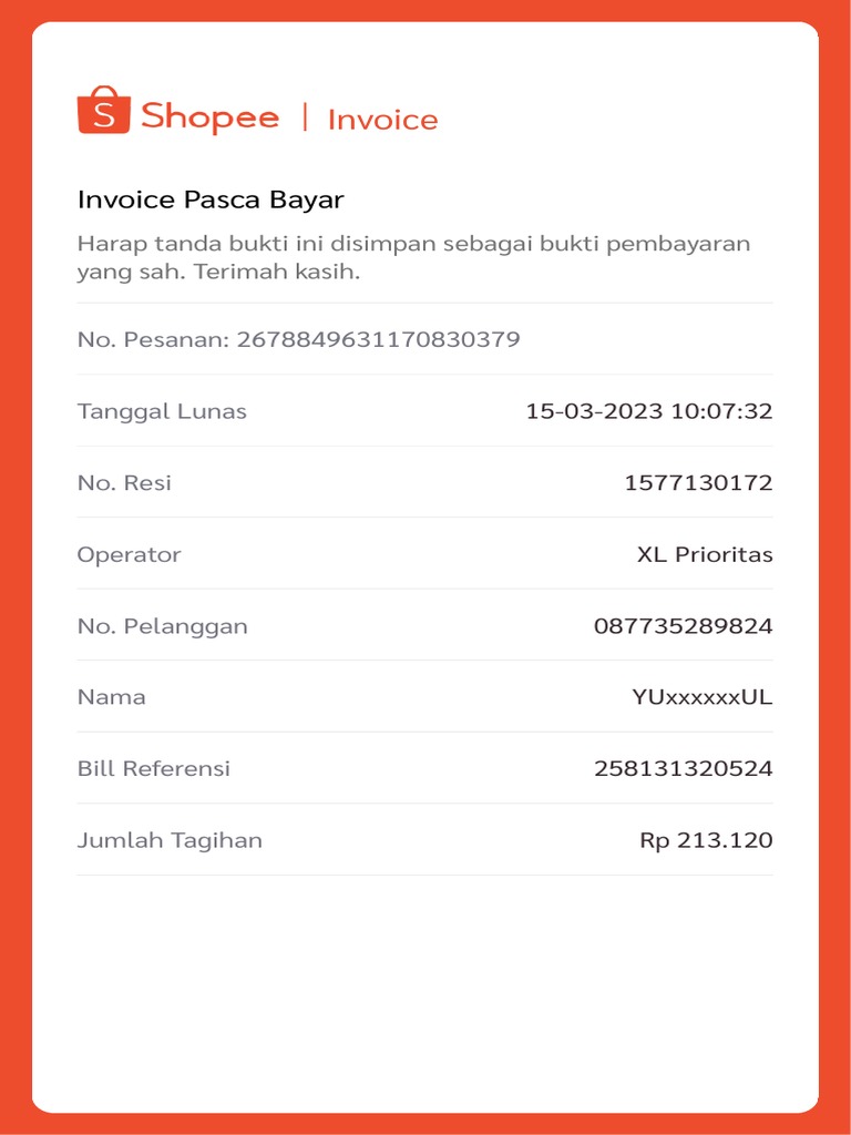 E-Receipt - Tanda Terima Shopee | PDF
