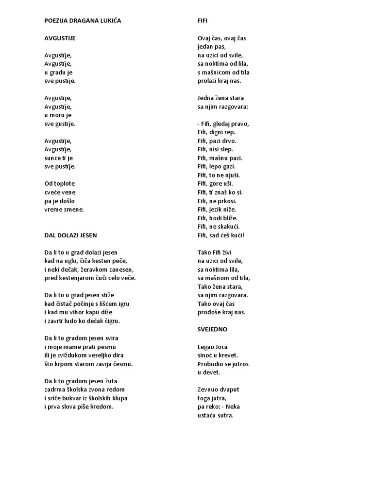 POEZIJA DRAGANA LUKICA | PDF