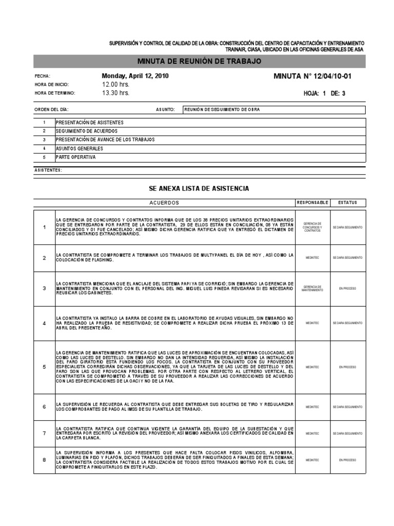 EJEMPLO MINUTA | PDF