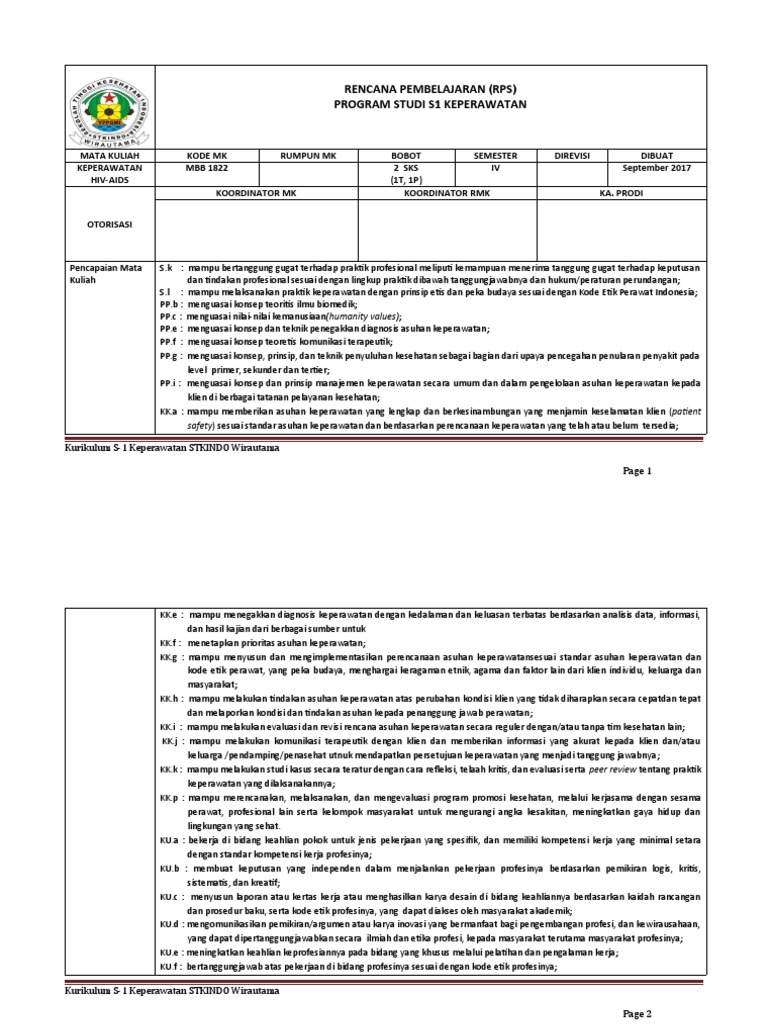RPS HIV-AIDS (Genap 2022-2023) | PDF | Kesehatan Holistik