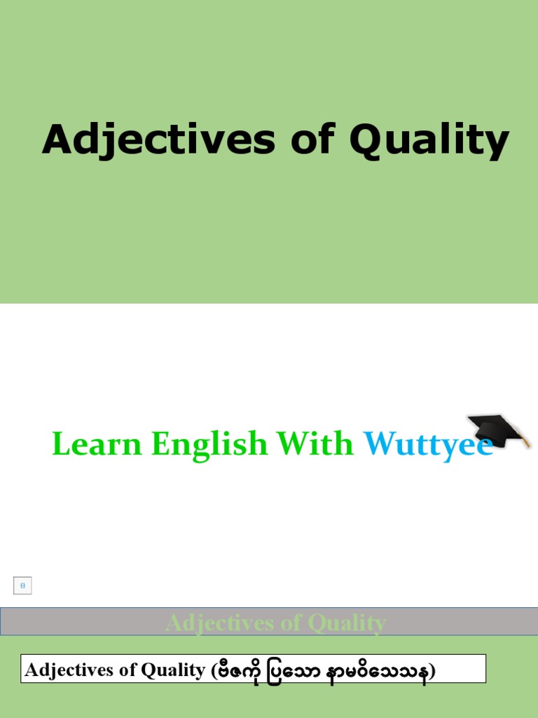 Adjectives of Quality | PDF