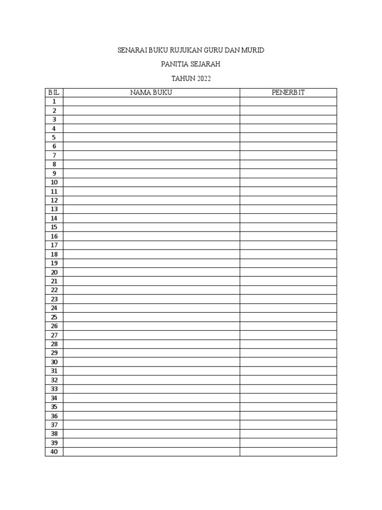 Senarai Buku Rujukan Guru Dan Murid | PDF