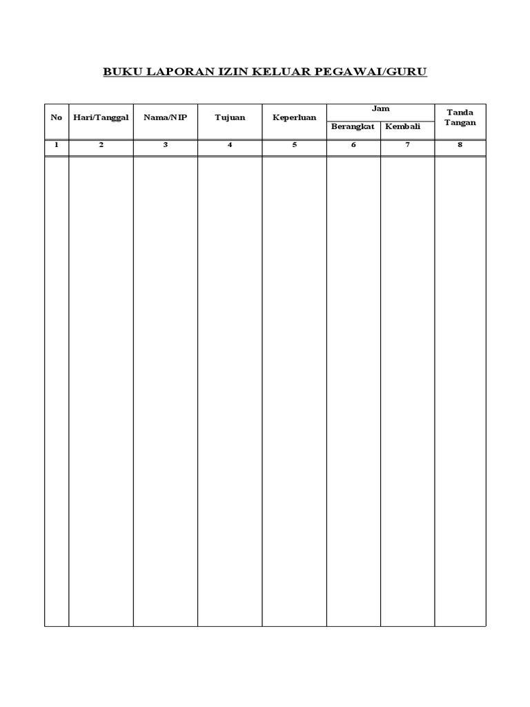 Buku Izin Keluar Pegawai Guru | PDF